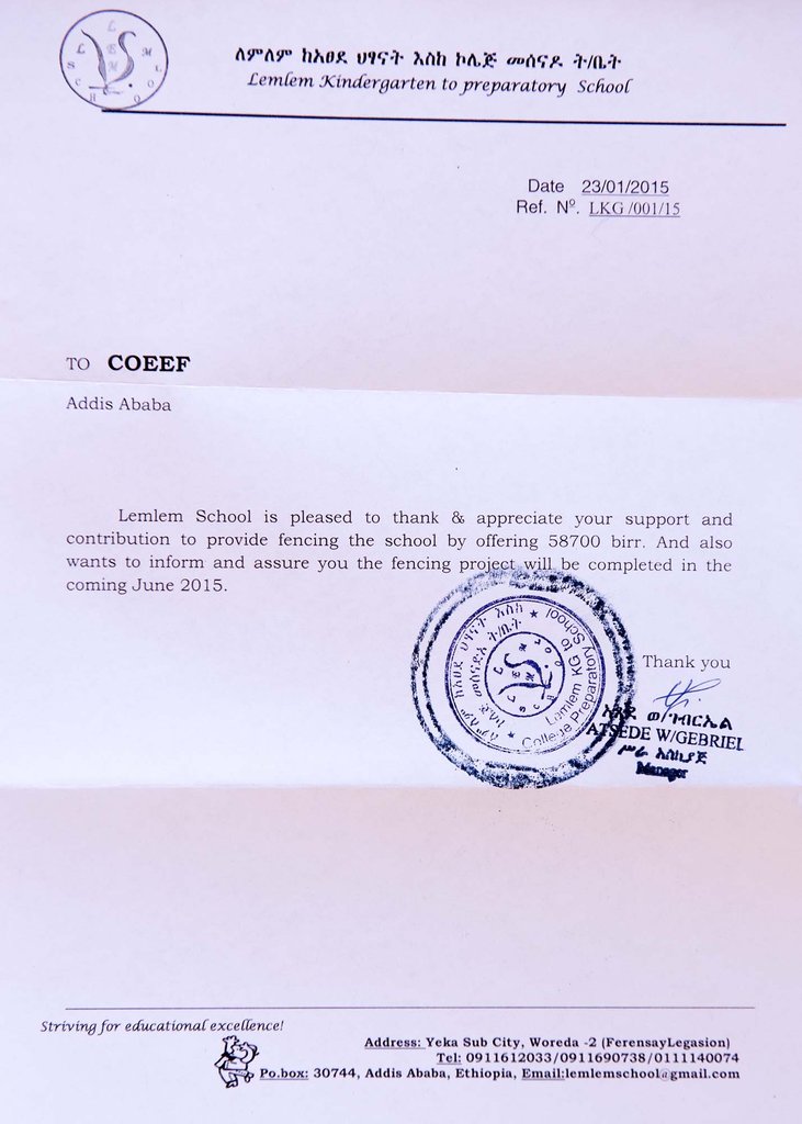 Reports on Support School Safety For 700 Students in Ethiopia ...