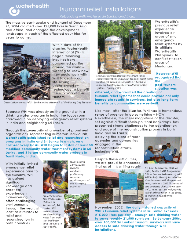 Reports on Tsunami Relief: Safe Drinking Water in Sri Lanka - GlobalGiving